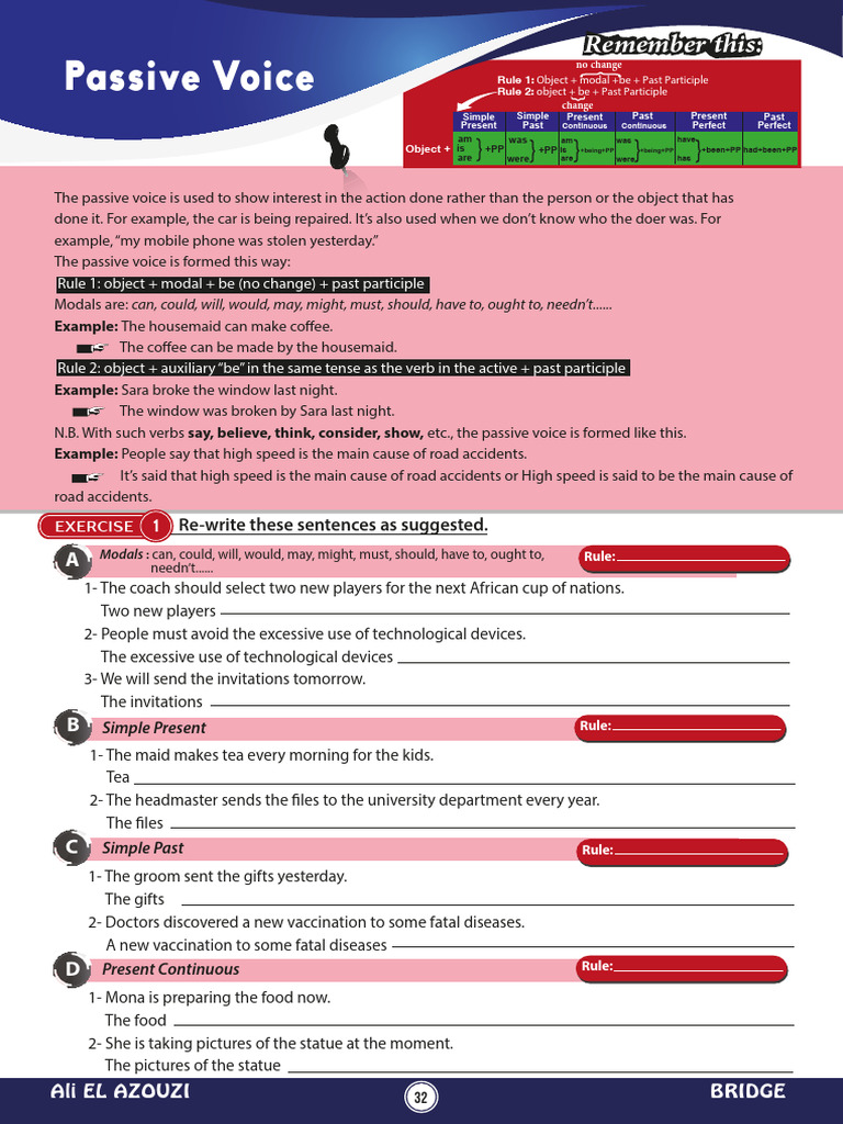 Quiz Quiz Exercises 12 Passive Voice2bac | PDF | Perfect (Grammar ...
