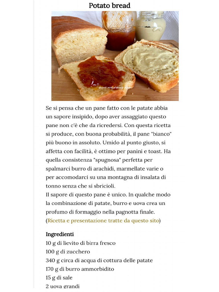 Ricetta Pane Potato Bread | PDF