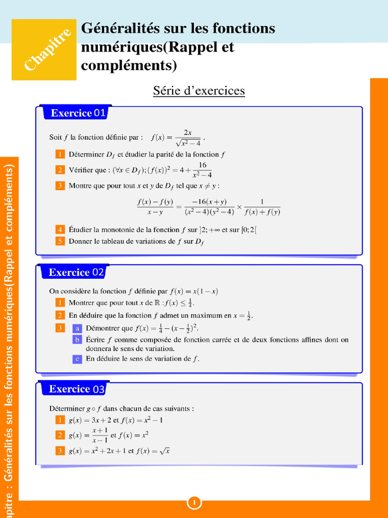 03 Generalites Sur Les Fonctions 1bac SM | PDF