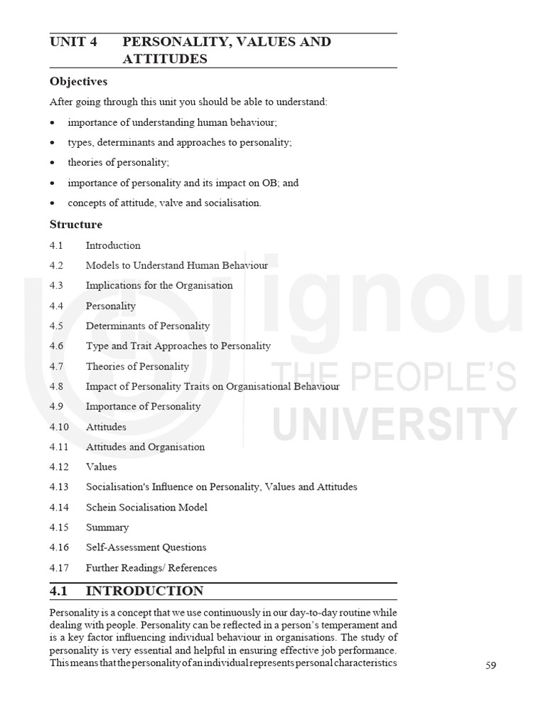 Organization Behaviour | PDF | Id | Extraversion And Introversion