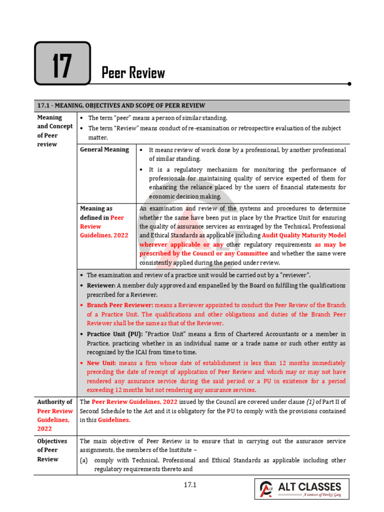 Chapter 17 Peer Review Amended | PDF | Audit | Accounting