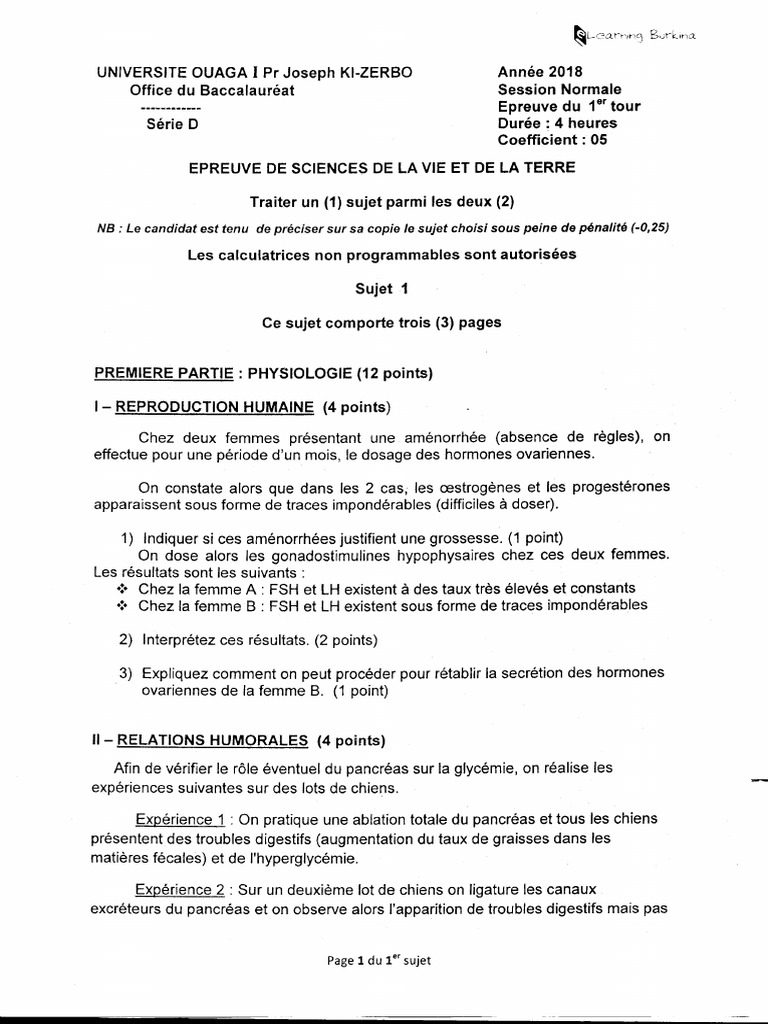 Bac2018-D_SVT1 | PDF