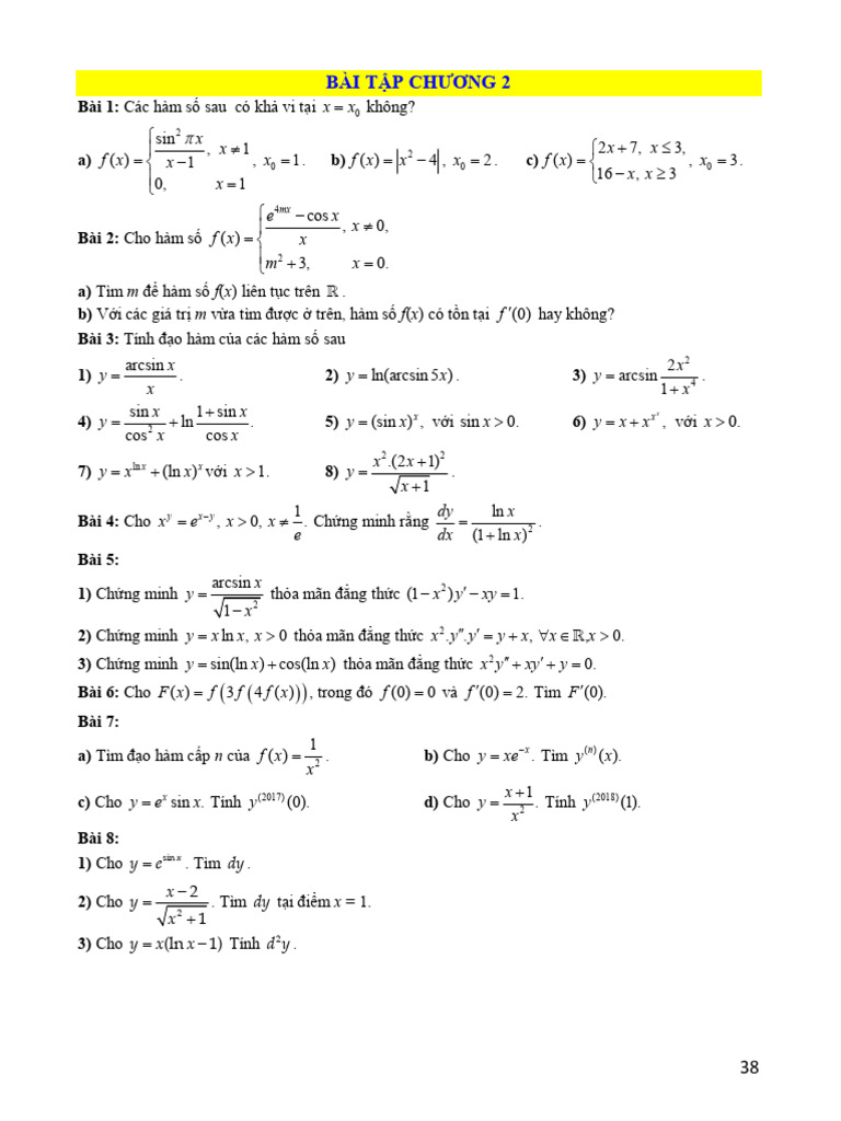 Bai Tap C1 - Chuong 2 - 2021 - SV | PDF