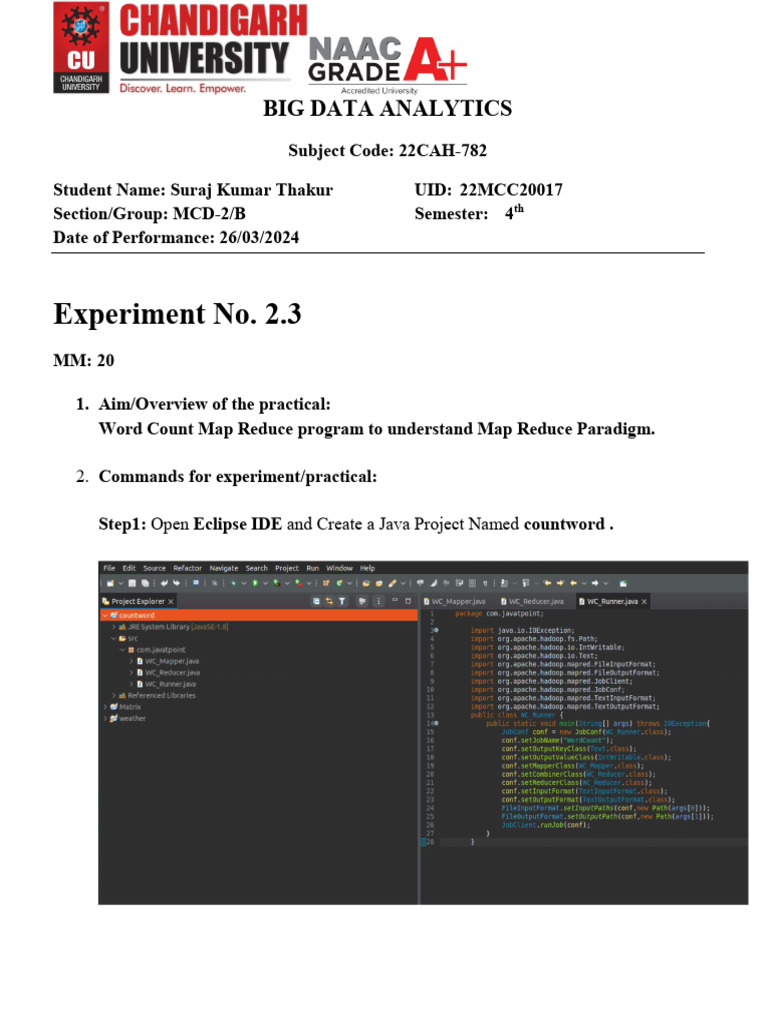 Big Data MapReduce Word Count Guide | PDF