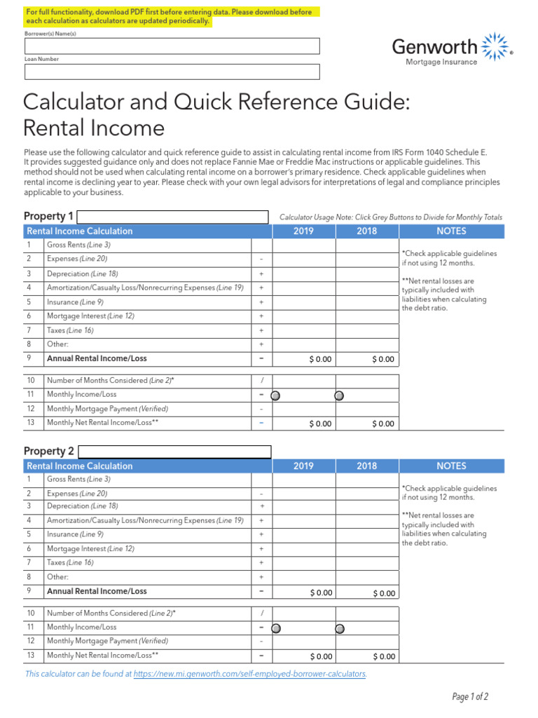 Rental Income Calculation | PDF | Mortgages | Income
