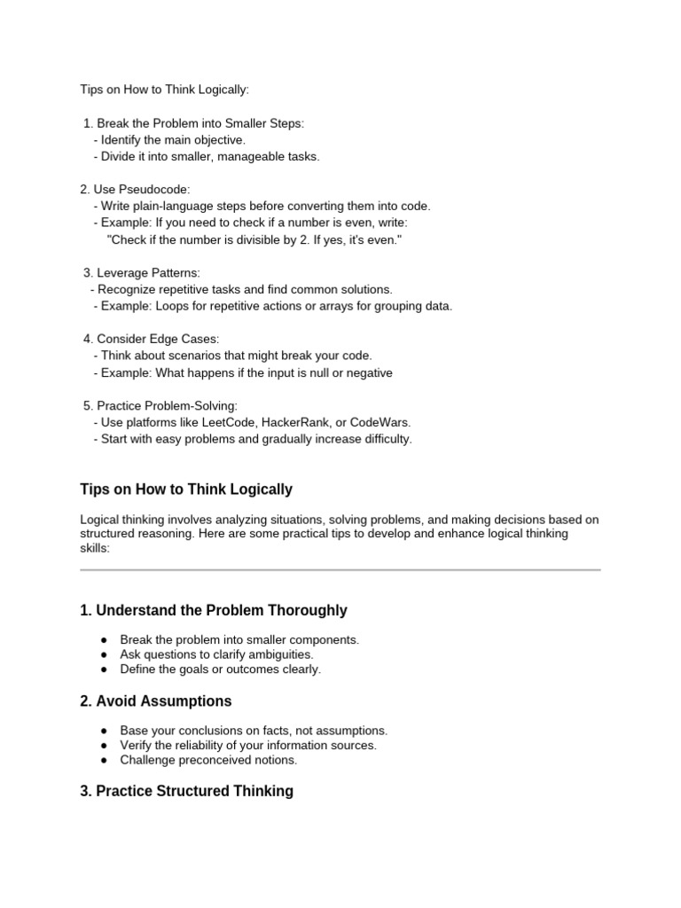 Tips on How to Think Logically_ (1) | PDF | Thought | Reason