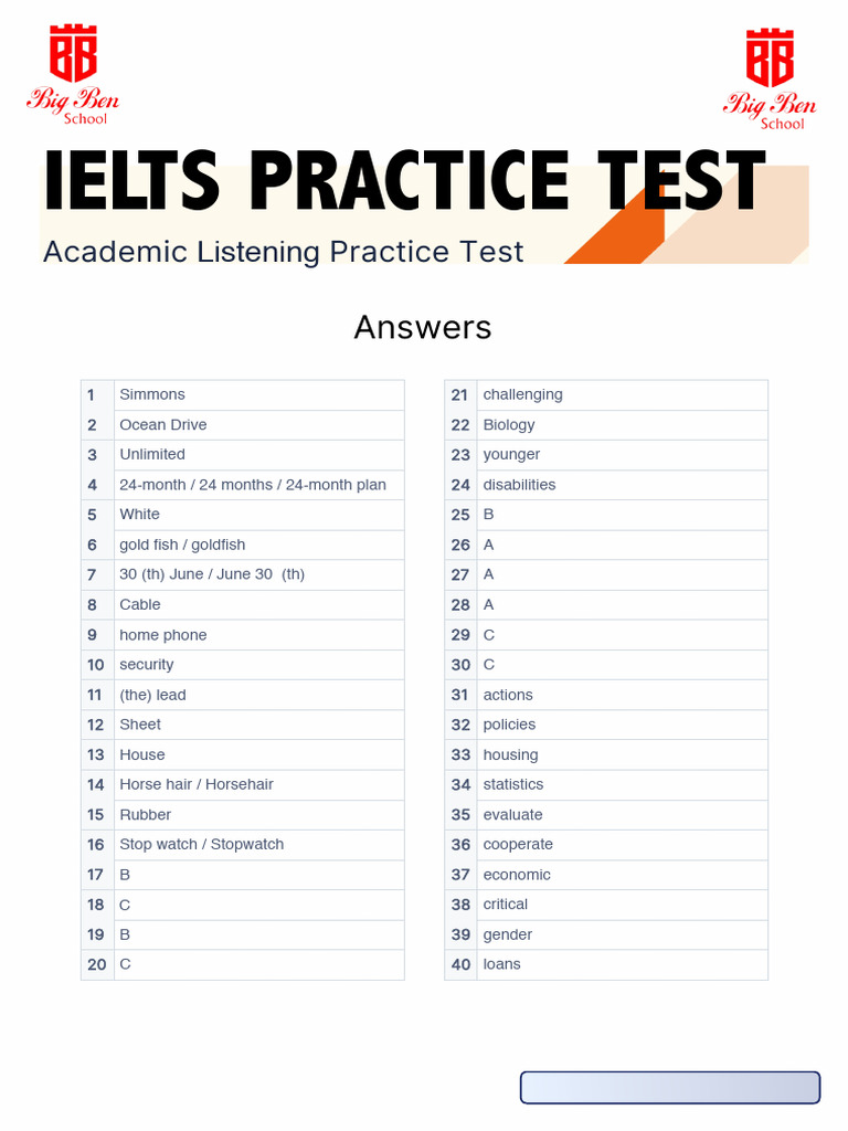 Listening Practice-Test ANSWERS | PDF
