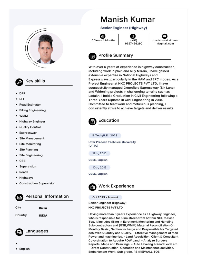 Naukari - Manish Updated CV | PDF | Streets And Roads | Road Transport
