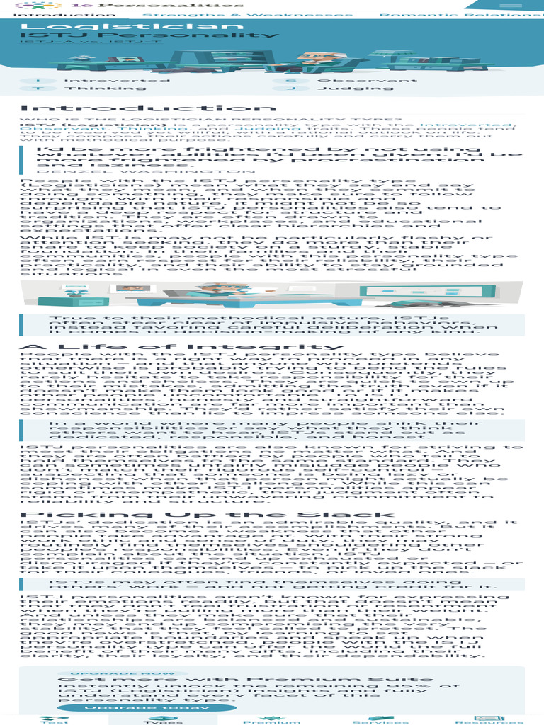 Understanding the ISTJ Personality | PDF | Personality Type | Thought