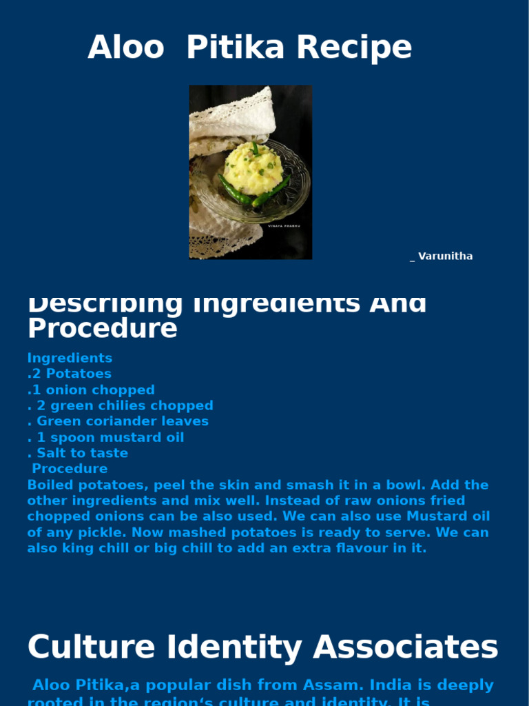 Assam's Aloo Pitika Recipe Guide | PDF