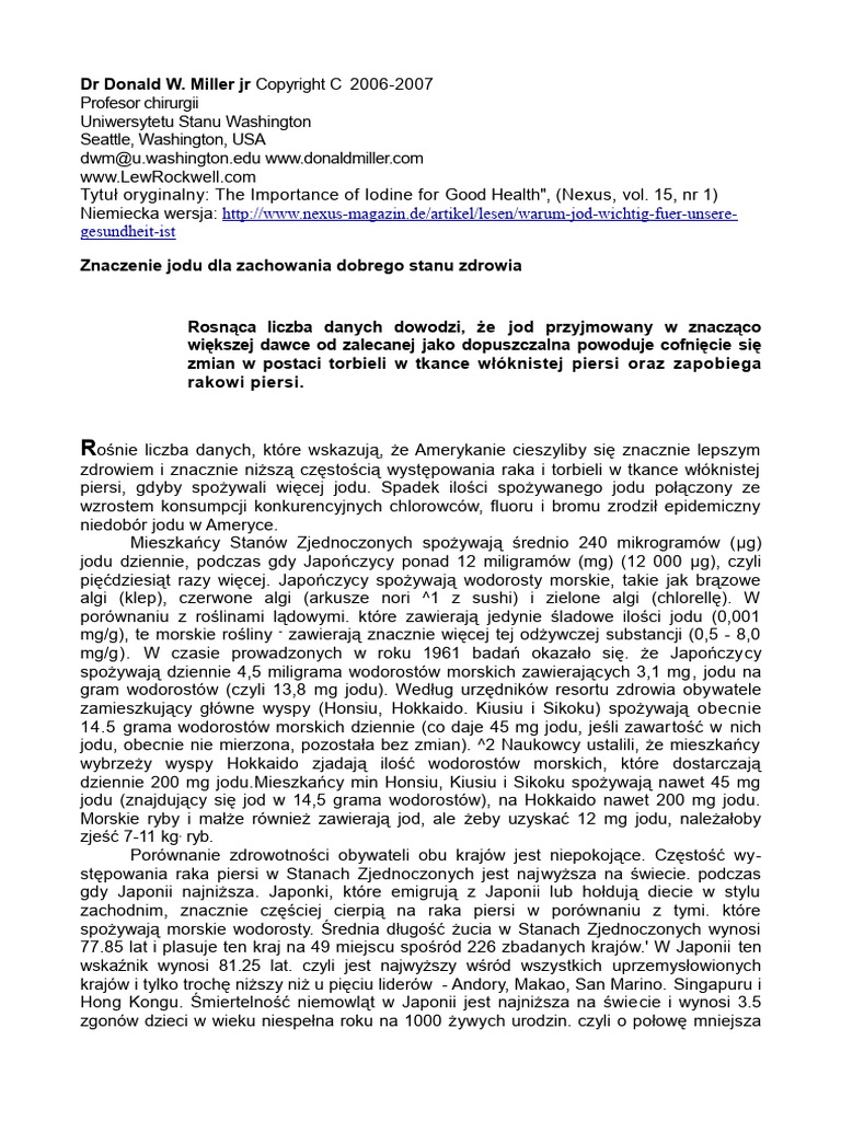 Jod Znaczenie Jodu Dla Zachowania Dobrego Stanu Zdrowia - Nexus 2-2008 ...