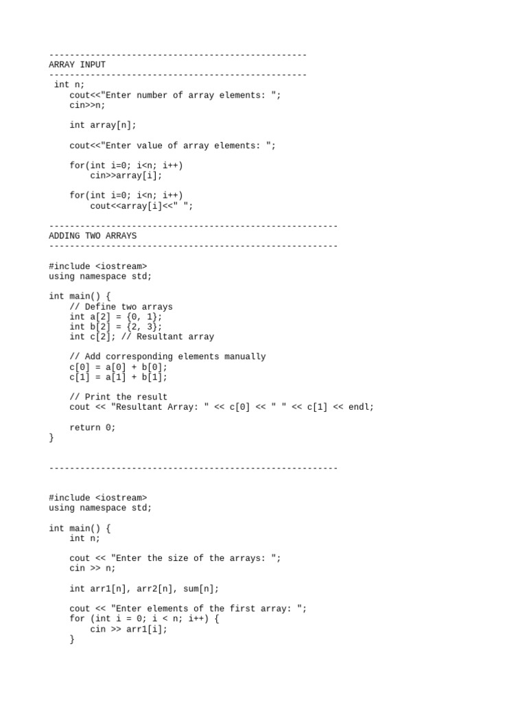 Arrays Tasks | PDF | Namespace | Software Development Arrays Tasks | PDF | Namespace | Software Development