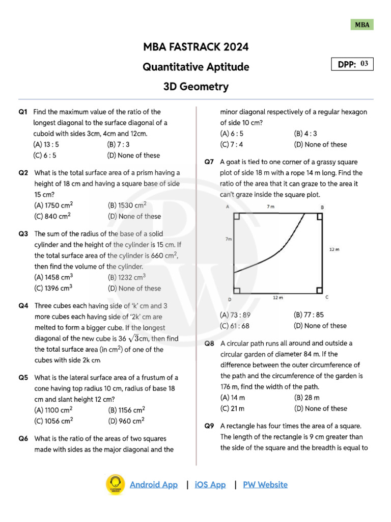 Geometry - DPP 03 - MBA Fastrack 2024 | PDF