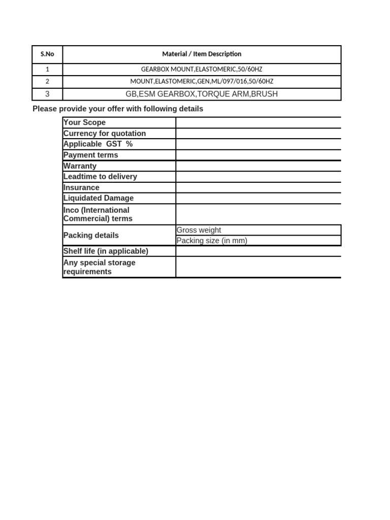 Vendor Quotation Format | PDF