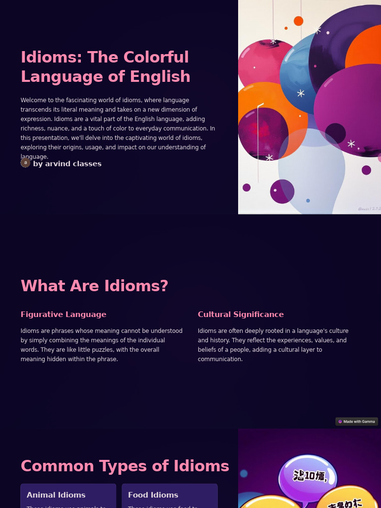 Idioms The Colorful Language of English | PDF | Idiom | Communication