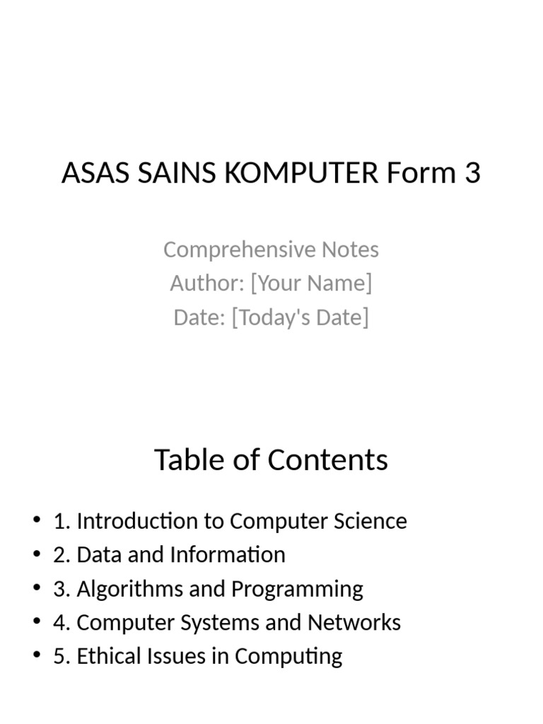 Asas Sains Komputer Form 3 Notes | PDF