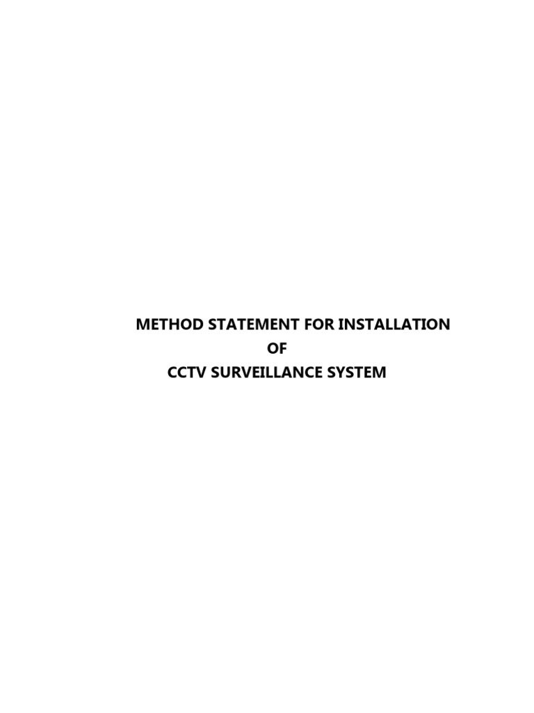Method Statement - Installation CCTV Inside Lift Car | PDF | Electrical ...