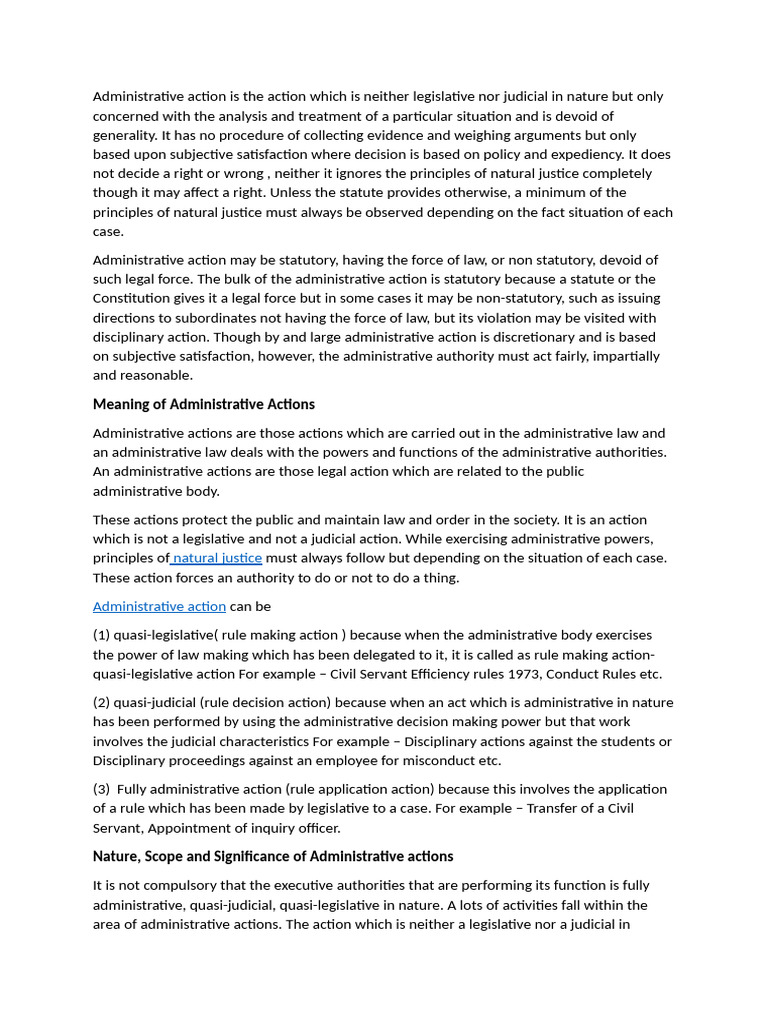 Understanding Administrative Action Types | PDF | Rule Of Law | Judiciaries