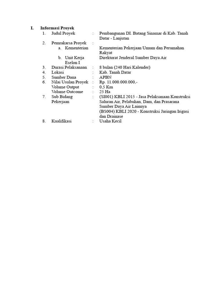 Uraian Singkat Pekerjaan Sinamar 2024 | PDF