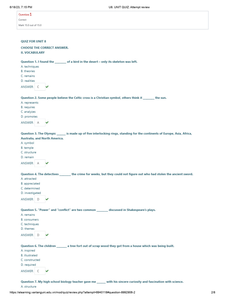 U8. UNIT QUIZ - Attempt Review | PDF
