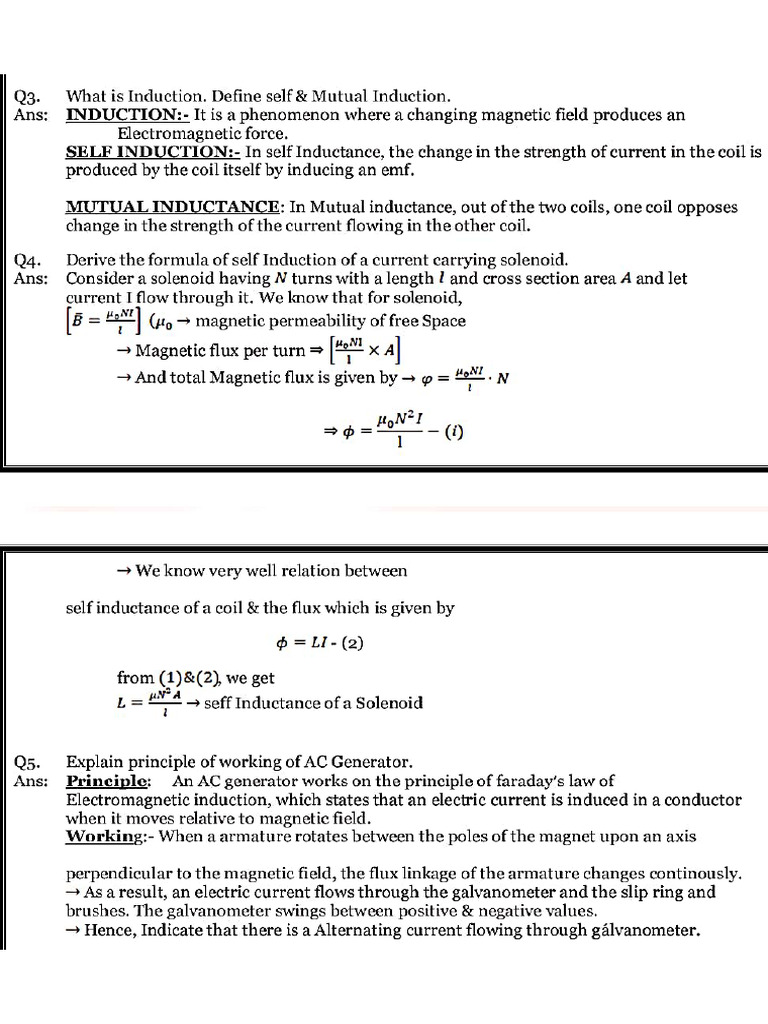 Most Important Questions For EMI, Alternating Current | PDF