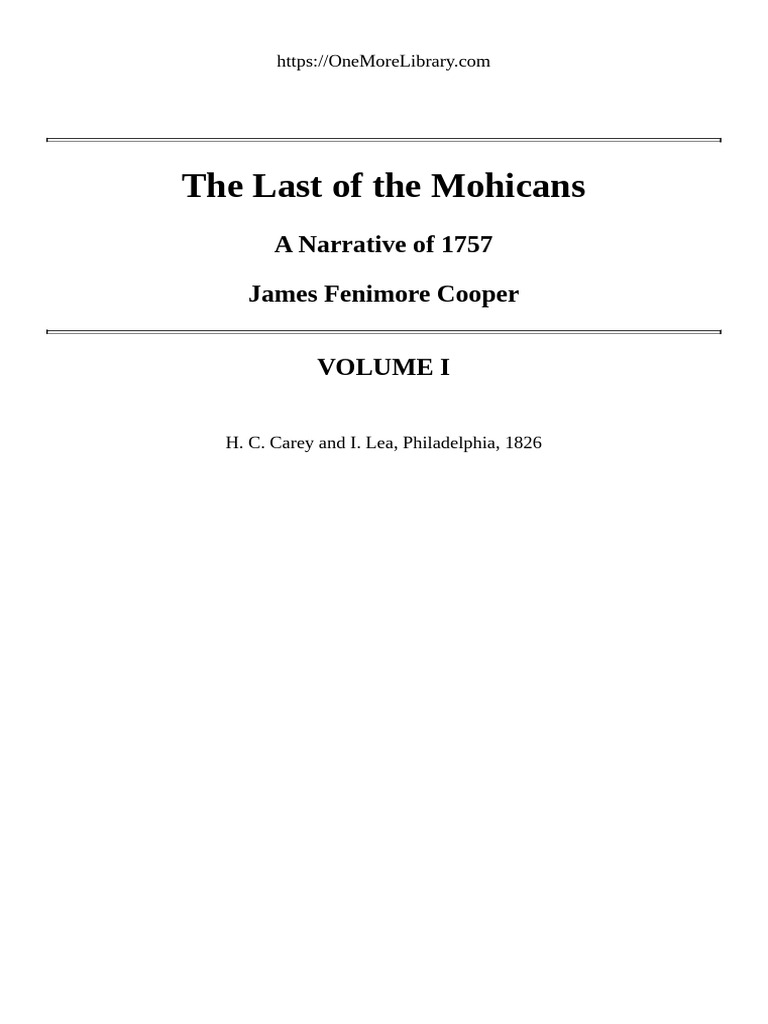 The Last of The Mohicans Author James Fenimore Cooper | PDF | Horse Gait