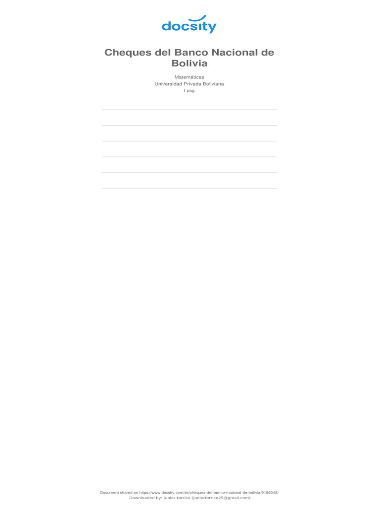 Cheques del Banco Nacional de Bolivia | PDF