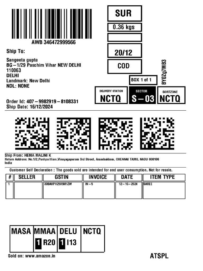 Saree 1st Order (1) | PDF | Invoice | Trade