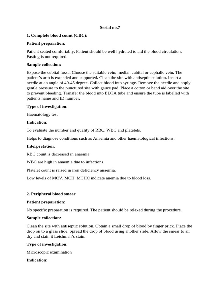 Peripheral Blood Smear Procedure Guide | PDF