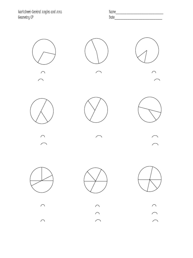 Central And Inscribed Angles Worksheet Pdf Central Angles: Geometry