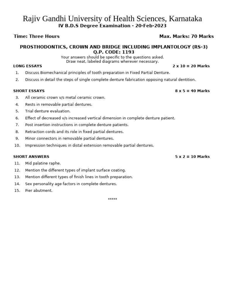 BDS - 1193 - Prostho and Crown & Bridg - PCTTP (February-2023 ...