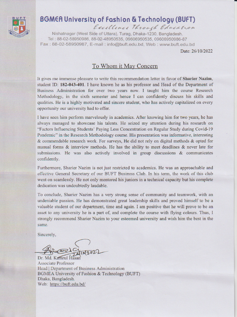 Recommendation Letter 1 | PDF