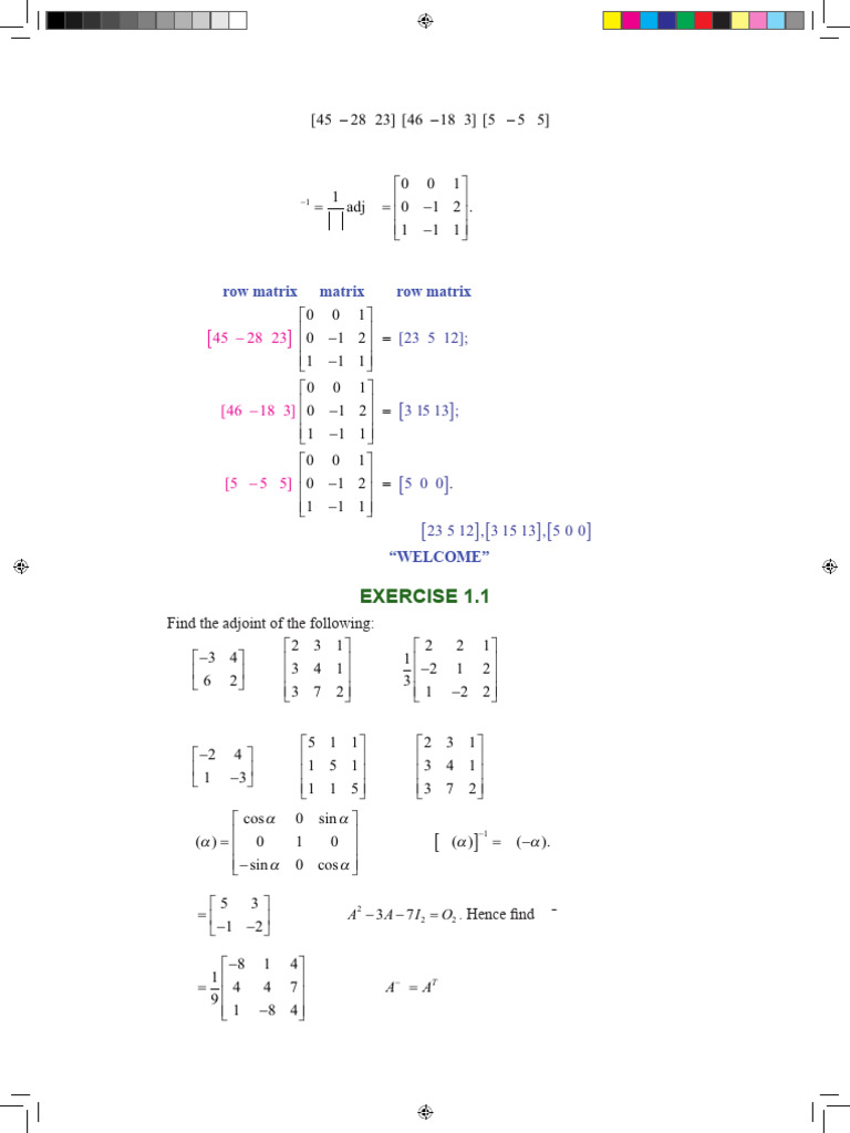 12thMathsCh1 | PDF | Matrix (Mathematics) | System Of Linear Equations
