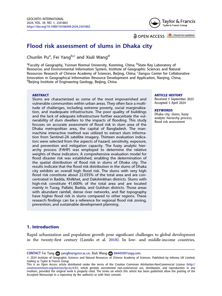Flood Risk Assessment of Slums in Dhaka City | PDF | Flood | Geographic ...