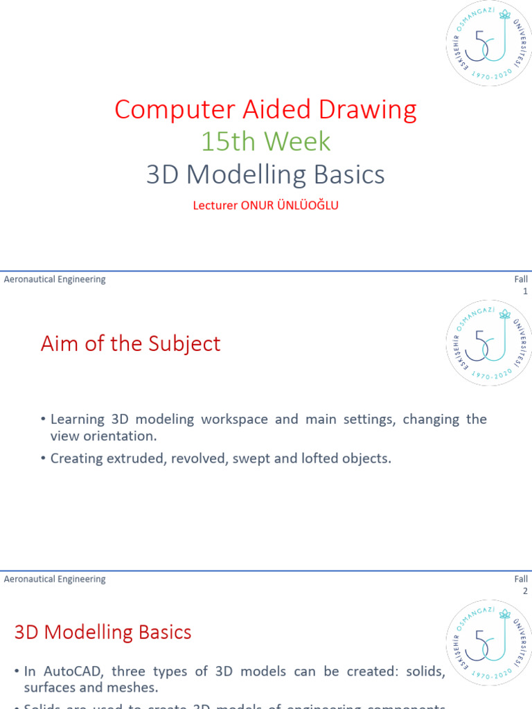 Computer Aided Drawing 15th Week | PDF | 3 D Computer Graphics | 3 D ...