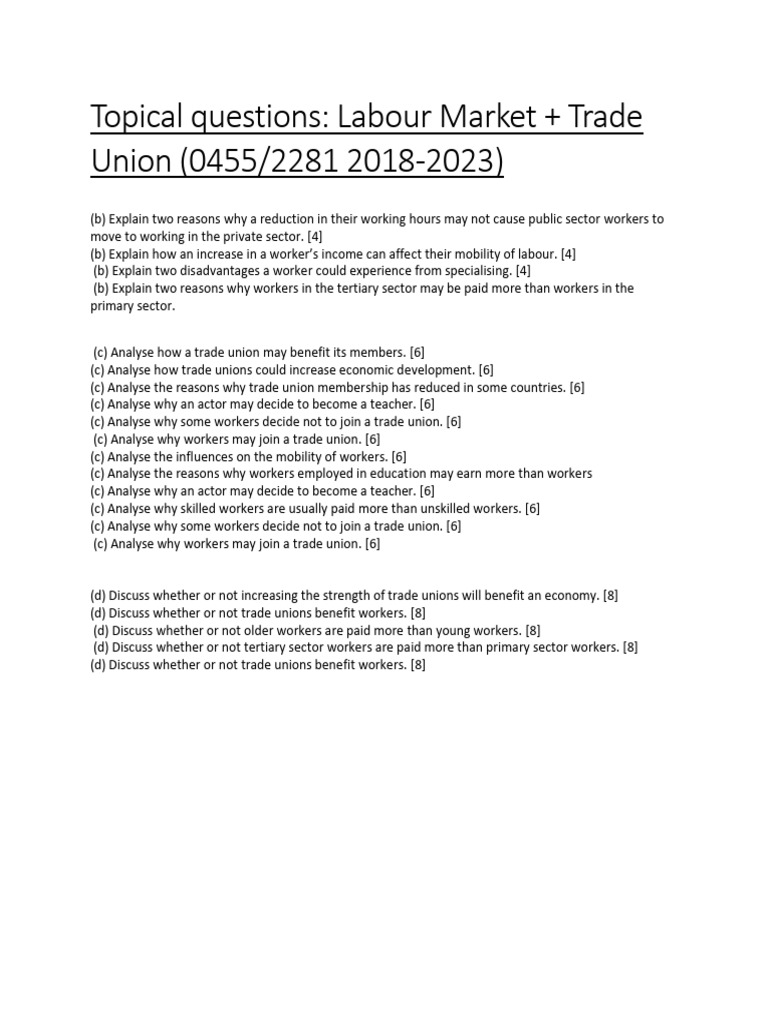 Labour Market and Trade Union Analysis | PDF