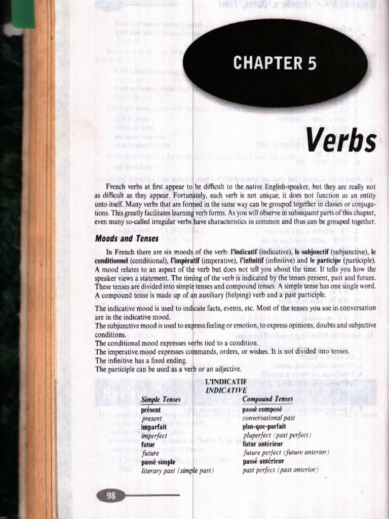 Chapter 5 - Verbs - Présent | PDF | Grammatical Tense | Syntactic Relationships