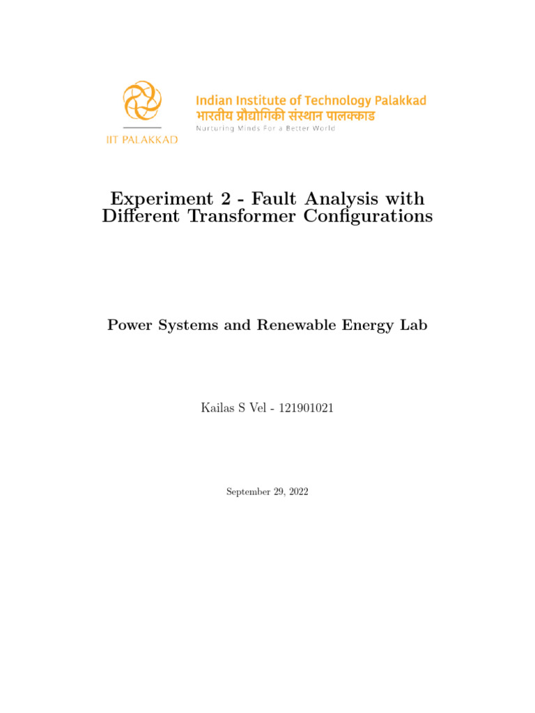 Expt3 Fault Analysis Sample Report | PDF | Electric Power Transmission | Transformer