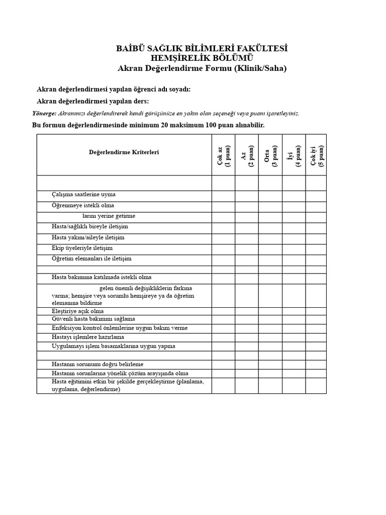 5 B 2.2.1.3 Klinik Saha Akran Degerlendirme Formu | PDF