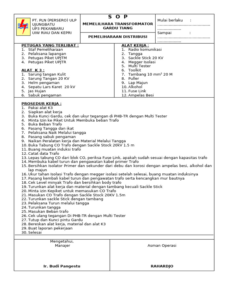 Memelilhara Transformator Gardu Tiang | PDF