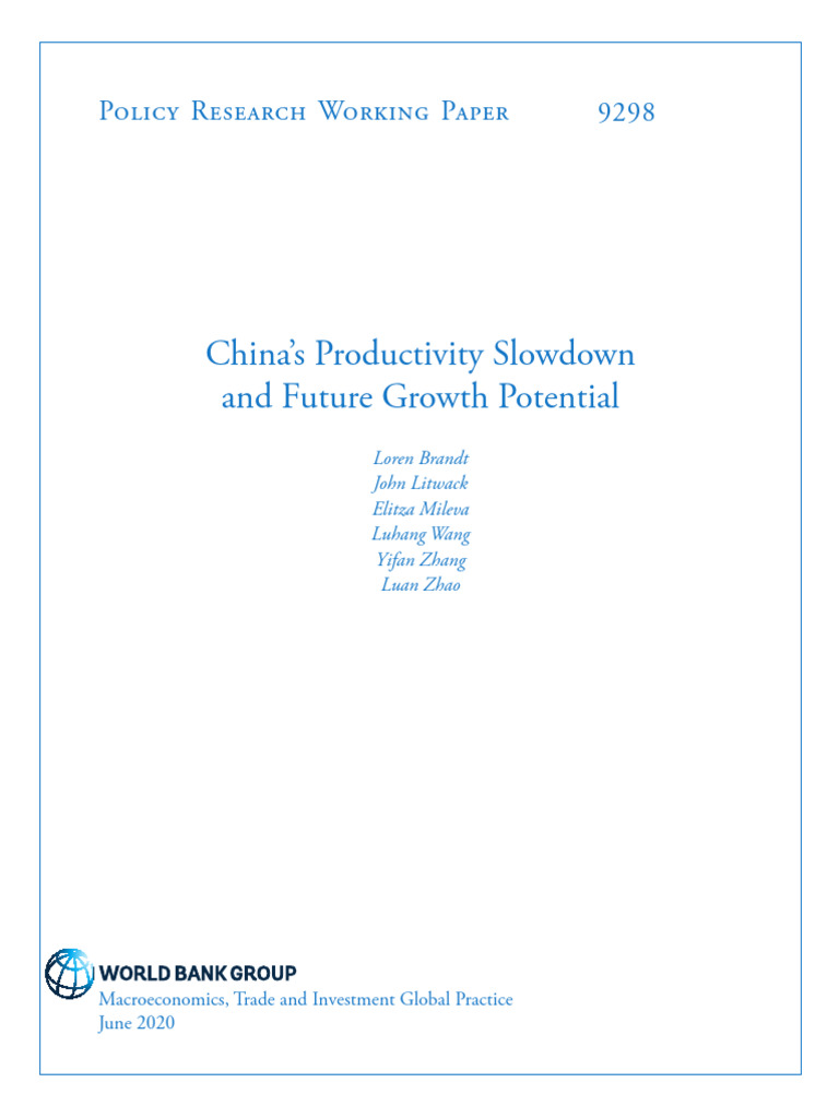 Chinas Productivity Slowdown And Future Growth Potential Pdf