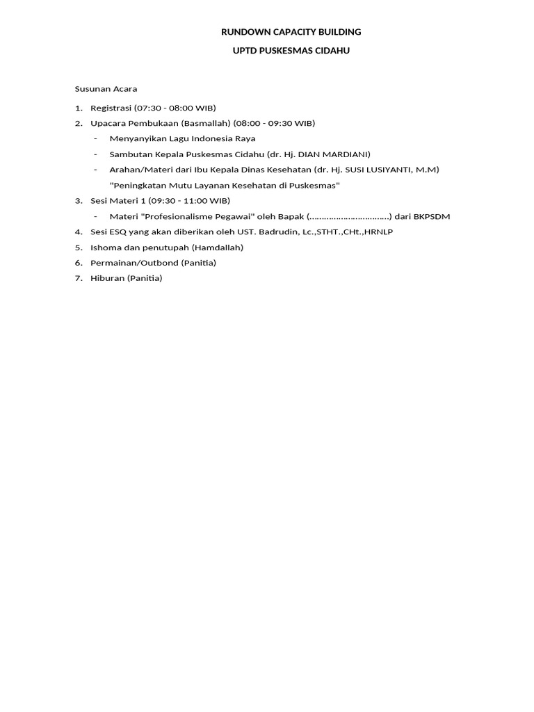 Rundown Capacity Building | PDF