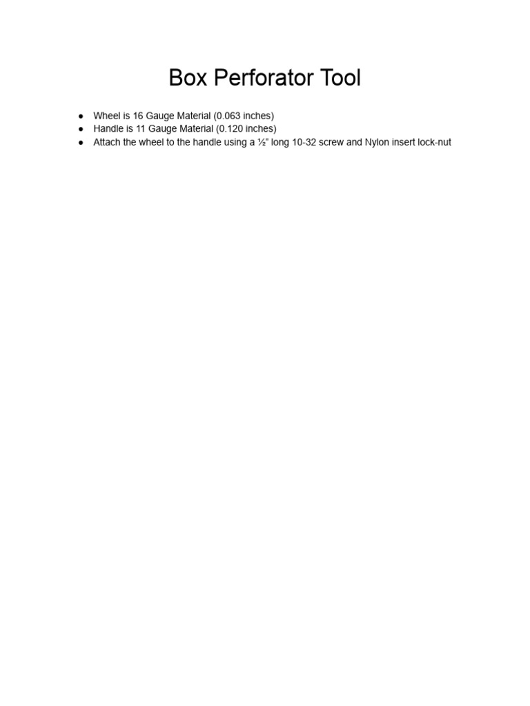 Box Perforator Tool | PDF