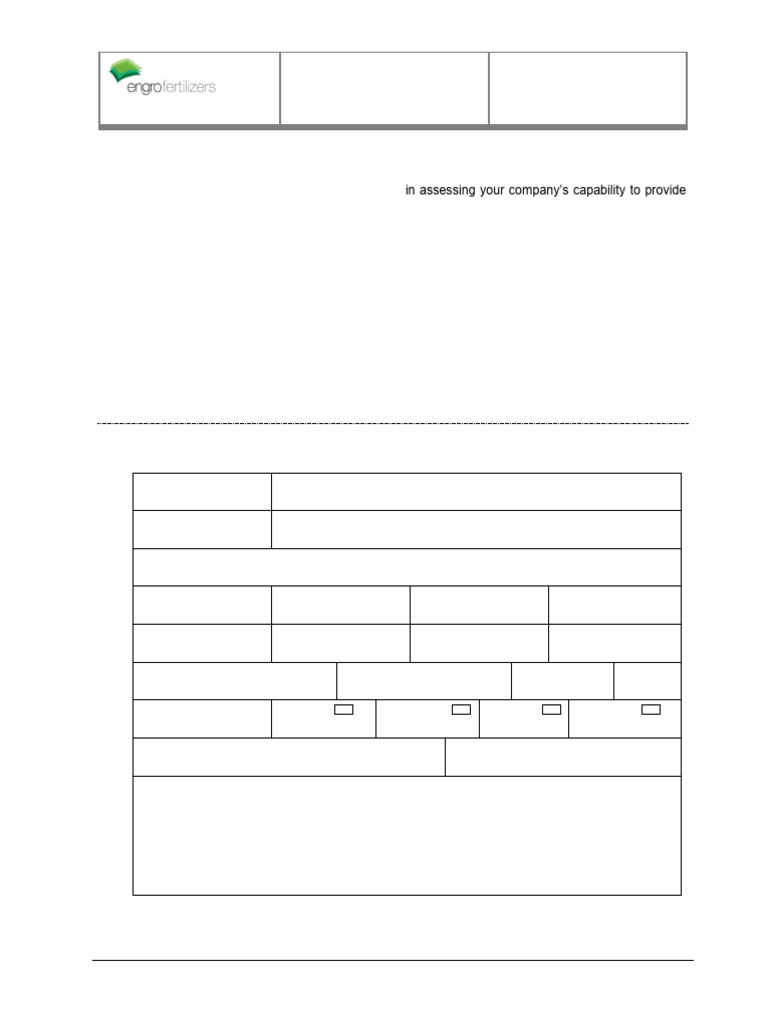 ENGRO - Prequalfication Form - Contractor | PDF | Audit | Business
