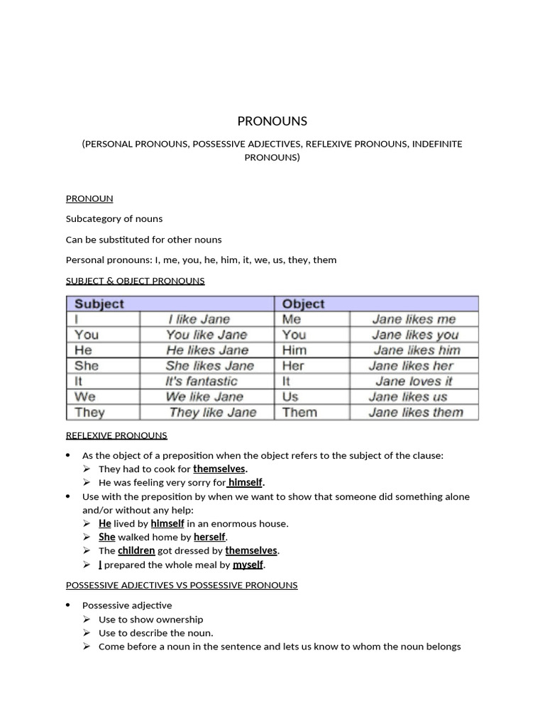 Understanding Pronouns: Types & Usage | PDF