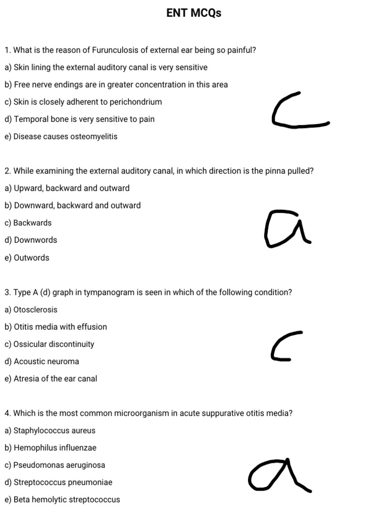 ENT Multiple Choice Questions-1 | PDF | Human Nose | Ear
