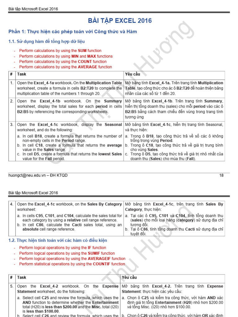 BaiTapIBD-Chuong2-Excel2 | PDF