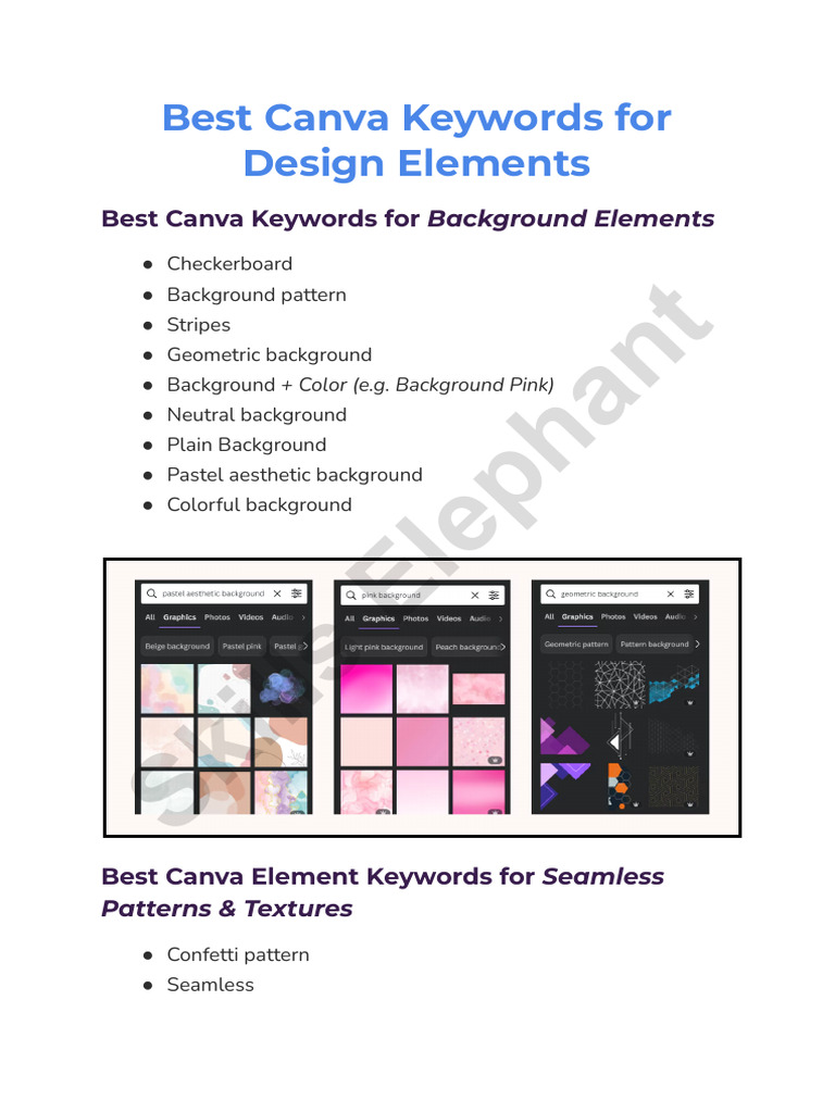 Canva Keywords - Skills Elephant | PDF