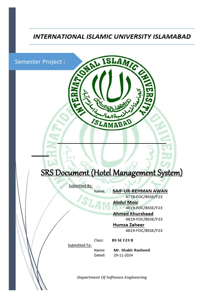 ISE Project SRS Document of Hotel Management System Version 2 | PDF | World Wide Web | Internet ...