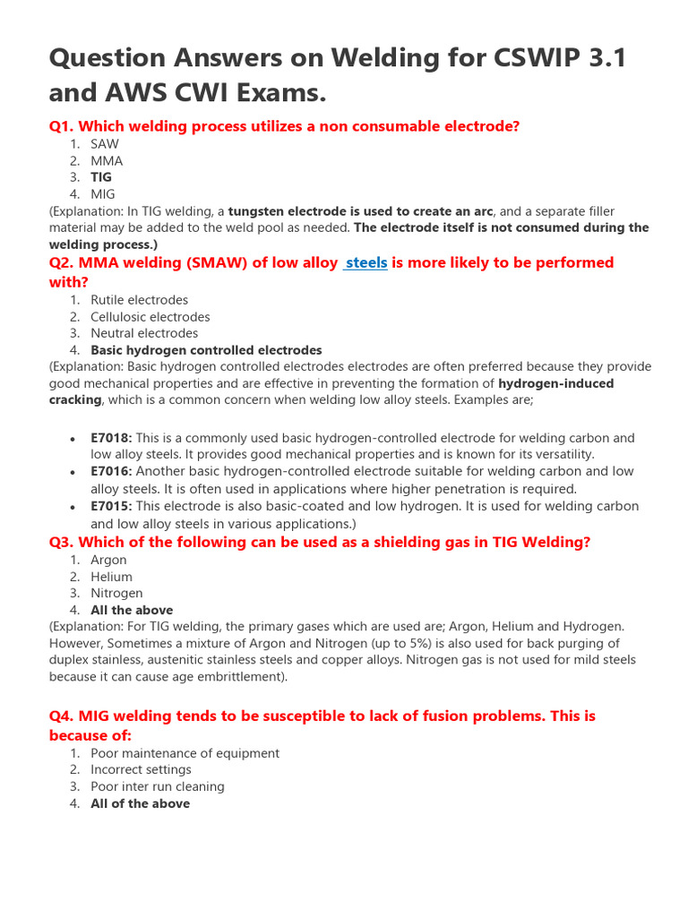 Cswip Question - 1 | PDF | Welding | Construction